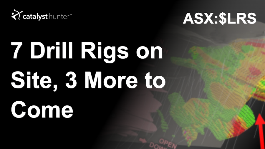 7 Diamond drill rigs on site, 3 more rigs on the way